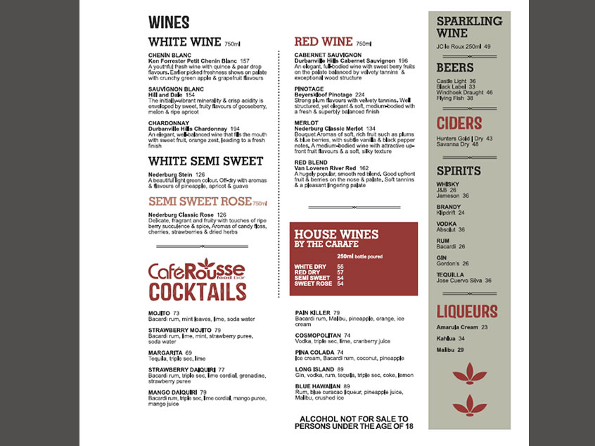 Cafe Rousse Food Bar | Cafe Rousse Clearwater Mall | Cafe Rousse Tyger ...